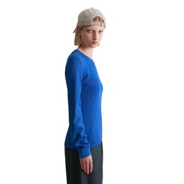 Marc O'Polo Damen Langarmshirt "aus softem Bio-Baumwolle-Modal-Stretch-Jersey", blau, Basic, Gr. XXS, MARC O'POLO DENIM, unifarben, Obermaterial: 50% Baumwolle,