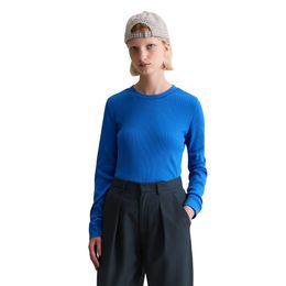 Marc O'Polo Damen Langarmshirt "aus softem Bio-Baumwolle-Modal-Stretch-Jersey"pale cobalt, Basic, Gr. XL, MARC O'POLO DENIM, unifarben, Obermaterial: 50%