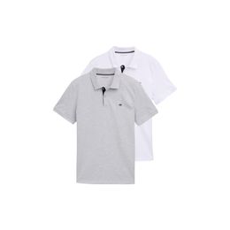 Tom Tailor Herren Poloshirt, grau, Gr. S, Jersey, Obermaterial: 95% Baumwolle, 5% Viskose, Shirts, im Doppelpack