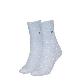 Tommy Hilfiger Damen Socken "TH WOMEN SOCK DOT 2P", Gr. 39light blau melange, Baumwollmischung, Socken, mit feinem Rippenb&uuml;ndchen und Logostickerei
