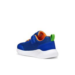 Geox M&auml;dchen Sneaker "J SPRINTYE BOY", Gr. 34, blau, Lederimitat, Mesh, Schuhe, Halbschuh mit bunten Bes&auml;tzen, Gr&ouml;&szlig;enschablone zum Download