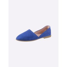 Heine Damen Slipper, Gr. 36, blau, Textil, Schuhe