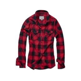 Langarmhemd Brandit "Brandit Damen Amy Flanell Shirt GIRLS", Damen, Gr. 4XL, US-Gr&ouml;&szlig;en, rot, schwarz, 100% Baumwolle, normal, Hemden