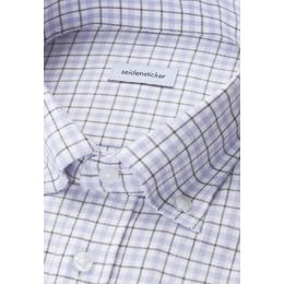 Seidensticker Herren Flanellhemd "Schwarze Rose", blau, Gr. 46, bedruckt, kariert, 100% Baumwolle, Hemden, Regular 1/1 Button-Down-Kragen Karo