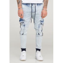 2Y Premium Herren Cargohose "MERTY Hose", blau, Gr. 30, 97% Baumwolle, 3% Elasthan, Hosen, mit praktischen Taschen