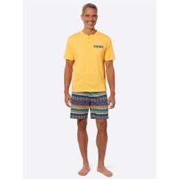 Herren Shorty, Gr. 60gelb, gemustert, 100% Baumwolle, Homewear-Sets