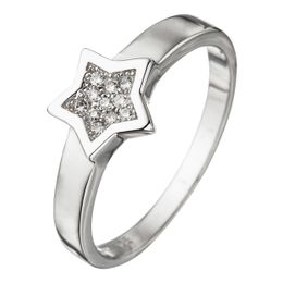 Jobo Damen Silberring "Stern", 54, Silber 925 (Sterlingsilber), silber, Silber 925 (Sterlingsilber), Fingerringe, 925 Silber mit 11 Zirkonia