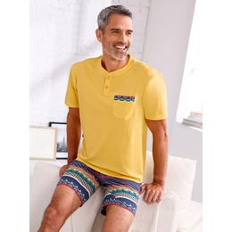 Herren Shorty, Gr. 44gelb, gemustert, 100% Baumwolle, Homewear-Sets