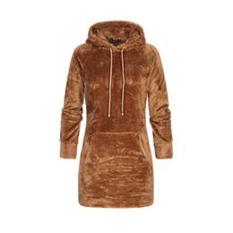 CLOUD 5IVE Damen Shirtkleid "CLOUD 5IVE Hoodie-Kleid", braun, Gr. XS, unifarben, 100% Polyester, Kleider