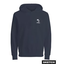 Jack & Jones Kinder Kapuzensweatshirt "JORAFA CHEST SWEAT HOOD JNR", blau, Gr. 128, JACK & JONES JUNIOR, bedruckt, angeraute Sweatware, Obermaterial: 60%