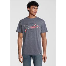 Recovered Herren T-Shirt "Fender American Flag Logo", blau, Gr. M, bedruckt, 55% Baumwolle, 45% Polyester, Shirts, mit Fender-Logo im Vintage-Stil
