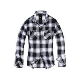 Langarmhemd Brandit "Brandit Damen Amy Flanell Shirt GIRLS", Damen, Gr. 4XL, US-Gr&ouml;&szlig;en, wei&szlig;, schwarz, 100% Baumwolle, normal, Hemden
