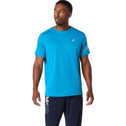 asics Herren Laufshirt "ICON SS TOP"aegean blau, cream, Gr. L, Obermaterial: 100% Polyester, Shirts
