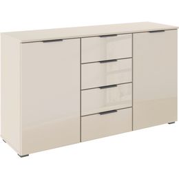 OTTO home "Sideboard Kombikommode Schubladenkommode AGORDO mit Glasfront" in zwei Griff-Farben, Breite 120 cm, vier gro&szlig;e Schubladen, mit insgesamt 4 Einlegeb&ouml;den MADE IN GERMANY