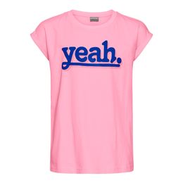 Kidsworld M&auml;dchen T-Shirt "Spr&uuml;cheshirt mit &uuml;berschnittener Schulter", rosa, Gr. 152, bedruckt, Single Jersey, Obermaterial: 100% Baumwolle, Shirts,