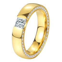 DOOSTI Damen Trauring "Schmuck Geschenk Edelstahl Trauring Ehering Partnerring LIEBE", 56,mit Zirkonia, Edelstahl, 5mm, gold, Edelstahl, Fingerringe,