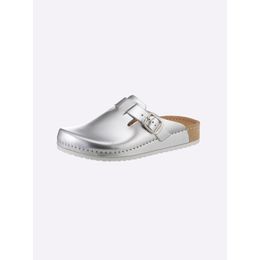 MUBB Damen Clog, Gr. 40, silber, Glattleder, Schuhe