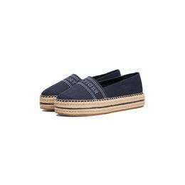 Tommy Hilfiger Damen Espadrille "DENIM PLATFORM ESPADRILLE", Gr. 40, blau, Baumwolle, Schuhe, Plateau, Slipper, Schlupfschuh, Bequemschuh mit