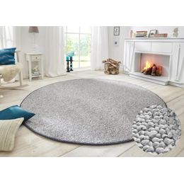 Teppich Hanse Home, H:12mm &Oslash;:200cm, grau, Kunstfaser, Wohnzimmer, Teppiche, "Wolly 2", Flachgewebe, L&auml;ufer, Skandi, Woll-Optik, Esszimmer,