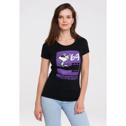 logoshirt Damen T-Shirt "Peanuts", schwarz, Gr. S, bedruckt, 100% Baumwolle, Shirts, mit lizenziertem Originaldesign