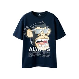 name it Jungen T-Shirt "NKMFADDY BOD SS NREG TOP BOX SKY"navy blazer, Gr. 134, bedruckt, unifarben, Jersey, Obermaterial: 95% Baumwolle, 5% Elasthan,
