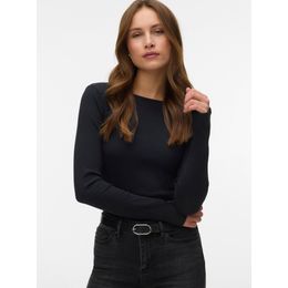 V&eacute;ro Moda Langarmshirt VERO MODA "VMRUBY LS TOP JRS NOOS", Damen, Gr. S, schwarz, Rippware, Obermaterial: 93% Baumwolle, 7% Elasthan, unifarben, normal taillenbedeckt, U-Boot-Ausschnitt, Shirts Langarmshirt, Baumwollmischung