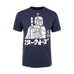 Recovered Damen T-Shirt "Star Wars Boba Fett Japanese", blau, Gr. L, bedruckt, 100% Baumwolle, Shirts, im zeitlosen Design
