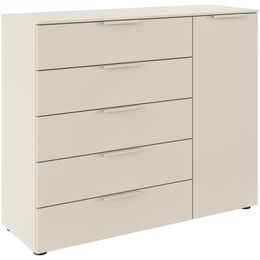 Schubkastenkommode Rauch "Kommode T&uuml;rkommode Sideboard Kombikommode FLIPP", beige (beige (champagner)), B:120cm H:100cm T:42cm, Holzwerkstoff, Sideboards, 1-t&uuml;rig mit 5 Schubladen und Soft-Close-Funktion