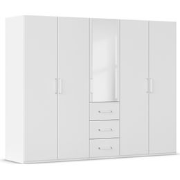 Dreht&uuml;renschrank Rauch "Kleiderschrank Schrank Garderobe Schlafzimmerschrank EVELYN", wei&szlig; (alpinwei&szlig;), B:251cm H:197cm T:61cm, Holzwerkstoff, Schr&auml;nke, Dreht&uuml;renschrank, in elegantem Stil mit Schubladen 3 Breiten und 2 H&ouml;hen MADE IN GERMANY