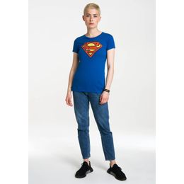 logoshirt Damen T-Shirt "Superman", blau, Gr. M, bedruckt, mehrfarbig, 100% Baumwolle, Shirts, mit klassischem Print