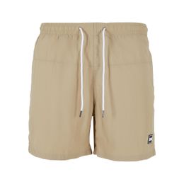 Badeshorts Urban Classics "Urban Classics Herren Block Swim Shorts", Herren, Gr. M, US-Gr&ouml;&szlig;en, unionbeige, 100% Polyamid, Badehosen Badeshorts