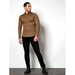DESOTO Herren Langarmhemd "Jerseyhemd Casual Kent", beige, Gr. XXXL, Jersey, Obermaterial: 100% Baumwolle, Hemden