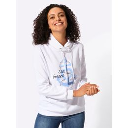 Casual Looks Damen Sweatshirt, blau, Gr. 40, bedruckt, gemustert, 50% Baumwolle, 50% Polyester, Sweatshirts