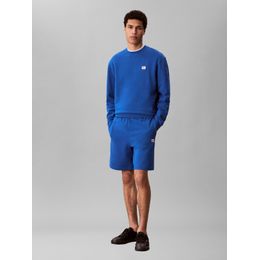 Herren Sweatshorts, blau, Gr. L, Calvin Klein Jeans, unifarben, Sweatware, Obermaterial: 100% Baumwolle, Hosen, Regular Fit, Logo-Badge, Seitentaschen