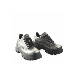 Trainingsschuh Buffalo "Buffalo Aspha Cls Vntg Vegan Nappa", Damen, Gr. 38, pewter, schwarz, Kunstfaser, unifarben, Schuhe