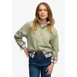 Superdry Damen Sweatshirt "ESSENTIAL LOGO EMB HALF ZIP", gr&uuml;n, Gr. XXL, unifarben, Sweatware, Obermaterial: 80% Baumwolle, 20% Polyester, Sweatshirts
