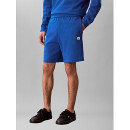 Herren Sweatshorts, blau, Gr. M, Calvin Klein Jeans, unifarben, Sweatware, Obermaterial: 100% Baumwolle, Hosen, Regular Fit, Logo-Badge, Seitentaschen