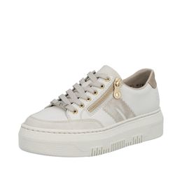 Rieker Damen Plateausneaker, Gr. 42, wei&szlig;, Leder, Lederimitat, Schuhe, Schn&uuml;rschuh, Halbschuh, Freizeitschuh mit seitlichem Rei&szlig;verschluss