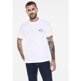 Street One MEN Herren T-Shirt, wei&szlig;, Gr. L, bedruckt, Web, 100% Baumwolle, Shirts, aus reiner Baumwolle