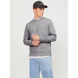 Jack & Jones JACK & JONES Herren Sweatshirt "JJEBASIC mit Flaglabel und weicher Baumwollmischung", grau, Gr. XS, unifarben, Sweatware, Obermaterial: 100%