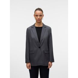 V&eacute;ro Moda VERO MODA Damen Blusenblazer "VMNILA LS SLIM BLAZER NOOS", grau, Gr. 38, unifarben, Web, Obermaterial: 80% Polyester, 18% Viskose, 2% Elasthan, Blazer