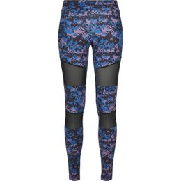 Leggings Urban Classics "Urban Classics Damen Ladies Camo Tech Mesh Leggings", Damen, Gr. S, US-Gr&ouml;&szlig;en, digitl duskviolet camo, 77% Polyester, 23% Elasthan, skinny fit, Hosen Leggings