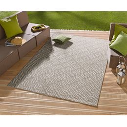 Teppich Hanse Home, B:200cm H:8mm L:290cm, grau, Kunstfaser, Wohnzimmer, Teppiche, "Karo", In- & Outdoor, L&auml;ufer, Wetterfest, Raute, Balkon, Garten,