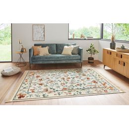 Teppich Hanse Home, B:160cm H:5mm L:230cm, beige, Viskose, Wohnzimmer, Teppiche, "Orient Flowers", Kurzflor mit Fransen, Orient, Wohnzimmer,