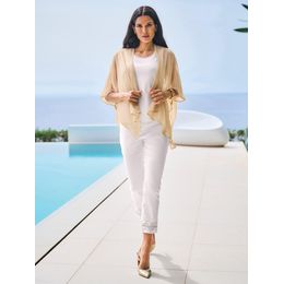 Heine Damen Shirtjacke "Shirtjacke", beige, Gr. 2, gemustert, mehrfarbig, 66% Polyester, 28% metallisierte Fasern, 6% Elasthan, Shirts