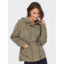 Only Damen Parka "ONLNEWSTARLINE SPRING JACKET CC OTW"stone gray, Gr. XS, unifarben, Web, Obermaterial: 92% Polyester, 8% Nylon, Jacken, mit