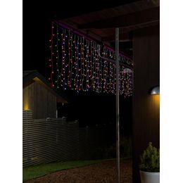 Konstsmide LED-Lichtervorhang "Weihnachtsdeko aussen", transparent, Dioden 200 Stk. Flammen 200 Stk., Kabell&auml;nge 10m x Gesamtl&auml;nge 12,47m, Lichterketten, LED Lichtervorhang, mit bunten Globes, 200 bunte Dioden