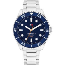 Quarzuhr Tommy Hilfiger "OCEANIC", edelstahlfarben, blau, Armbanduhren, Herren, Quarzuhr, Armbanduhr, Herrenuhr, Edelstahlarmband, analog