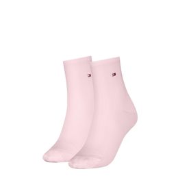 Tommy Hilfiger Damen Kurzsocken "TH WOMEN SHORT SOCK 2P SHINE", Gr. 35light pink, Materialmix, Socken, mit feinem Rippendetail