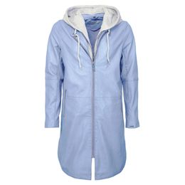 Maze Damen Langjacke "4202199", blau, Gr. L, Obermaterial: 100% Lammleder; Innenfutter: 100% Baumwolle; &Auml;rmelfutter: 100% Polyester; Kapuze: 55%